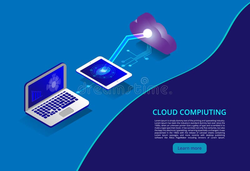 Isometric Modern Cloud Technology and Networking Concept. Web Cloud ...