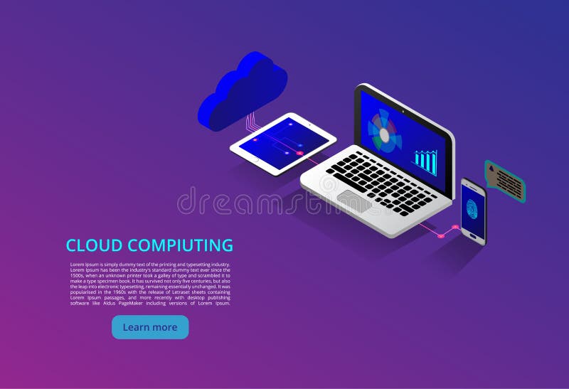 Isometric Cloud Computing Services Concept. Vector Illustration Showing ...