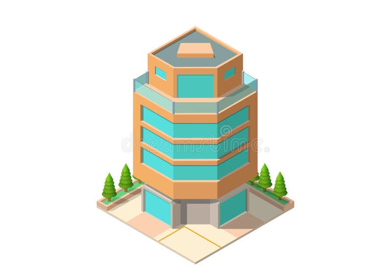 Isometric Modern Futuristic Building Stock Vector - Illustration of ...