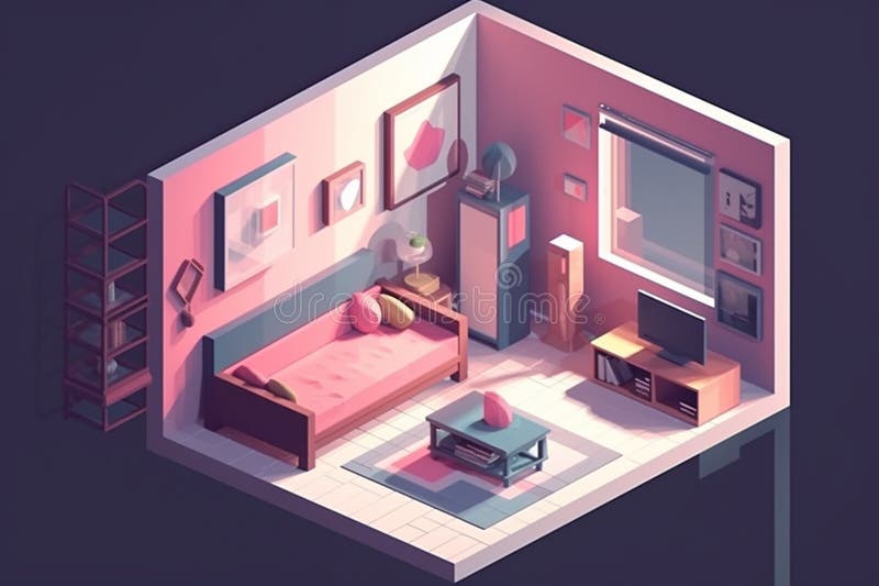 Isometric modern. game art stock illustration. Illustration of sofa ...