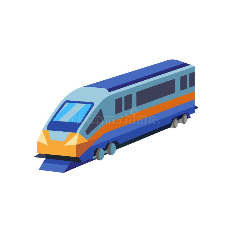 Isometric Modern High-Speed Train Illustration on White Background ...
