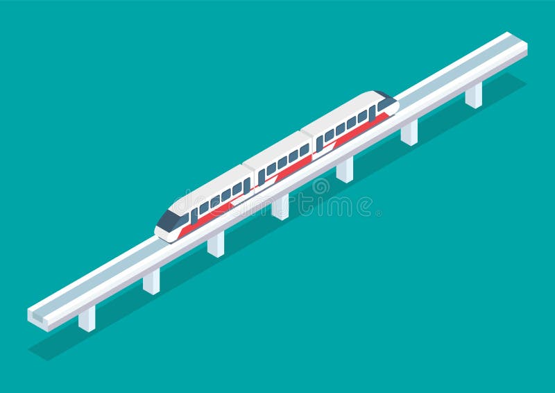 Isometric Modern High Speed Train Stock Vector - Illustration of flat ...