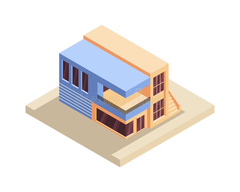 Isometric Modern House Flat Design Stock Vector - Illustration of ...