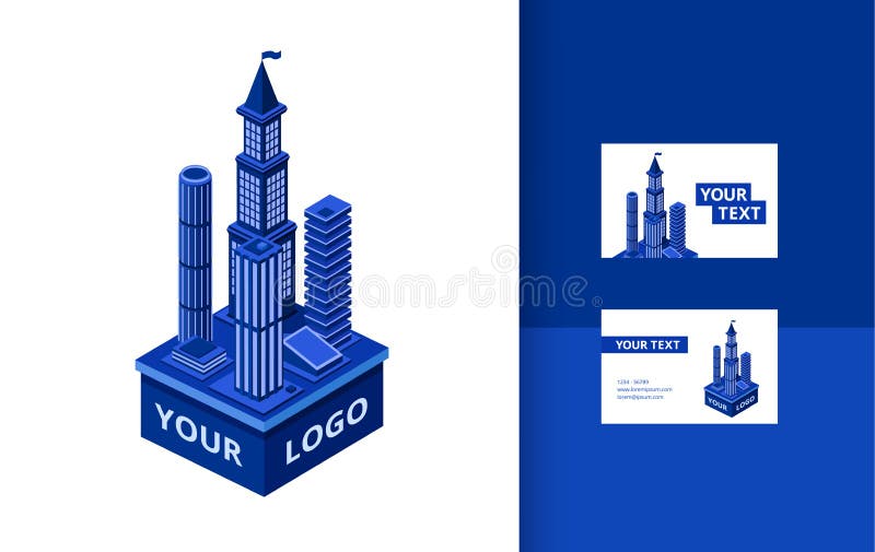 Isometric Modern Skyscraper Banner Set Stock Illustration ...