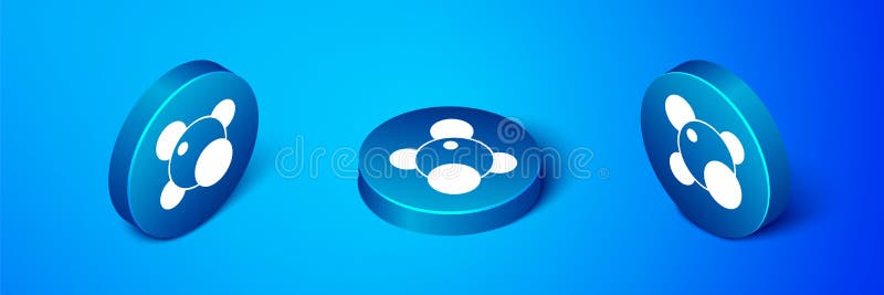 Isometric Molecule Icon Isolated on Blue Background. Structure of ...