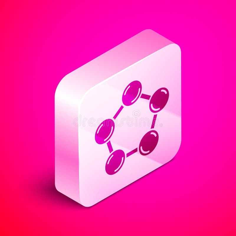Isometric Molecule Icon Isolated on Pink Background. Structure of ...