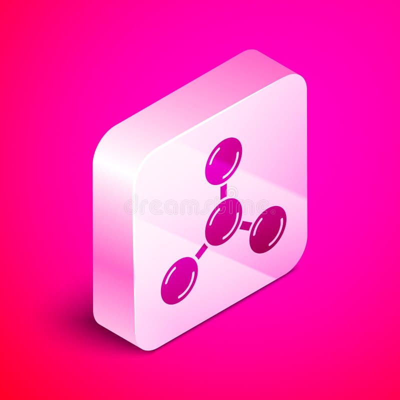 Isometric Molecule Icon Isolated on Pink Background. Structure of ...