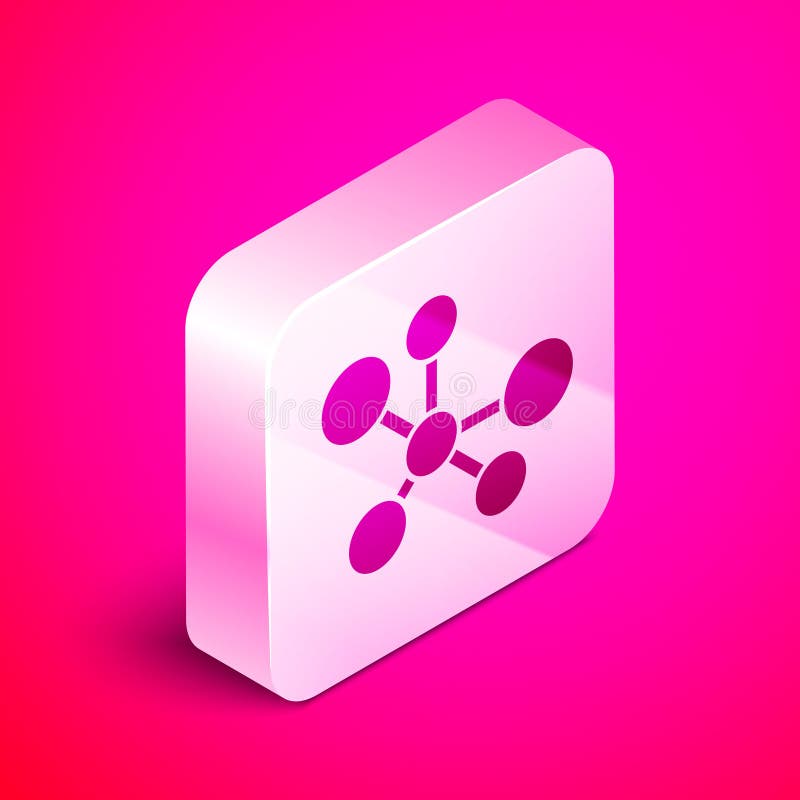 Isometric Molecule Icon Isolated on Pink Background. Structure of ...