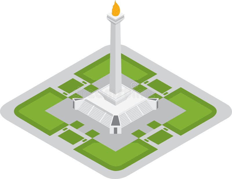Isometric Monas Monument in Jakarta Stock Vector - Illustration of ...