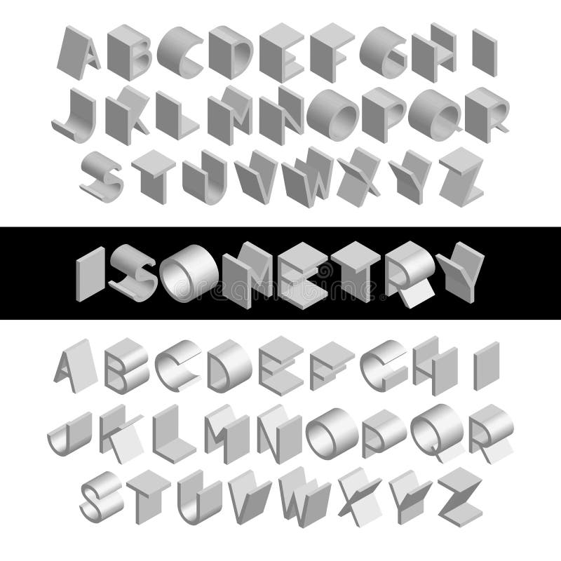 Isometric monochrome font stock vector. Illustration of learn - 85102466