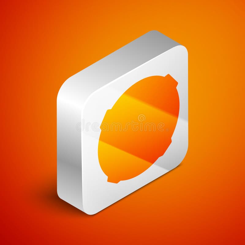 Isometric Moon Icon Isolated on Orange Background. Silver Square Button ...