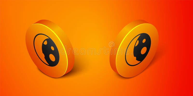 Isometric Moon Phases Icon Isolated on Orange Background. Orange Circle ...
