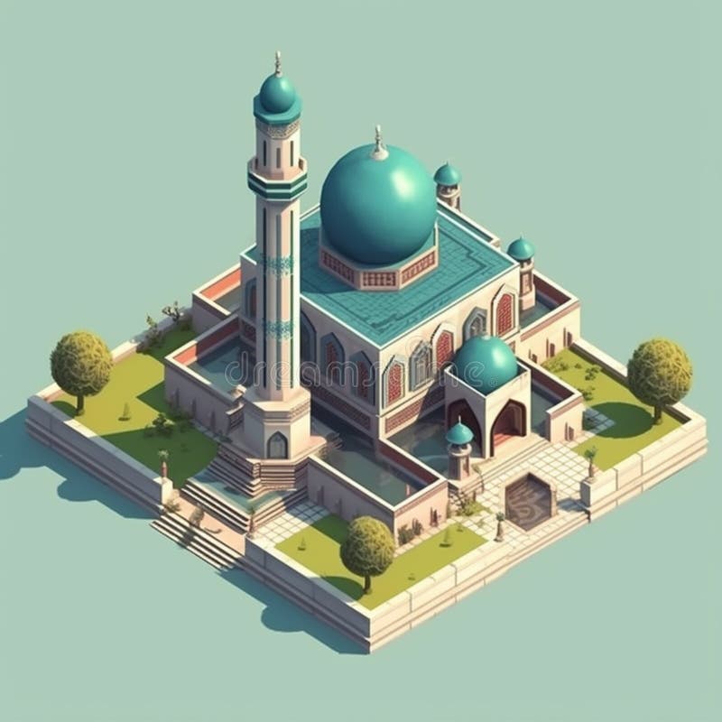 Isometric Mosque. Isometric Icon or Info Graphic Element Representing ... Isometric Mosque. Isometric Icon or Info Graphic Element Representing ...