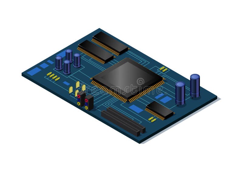 Isometric Motherboard Computer Stock Vector - Illustration of chip ...