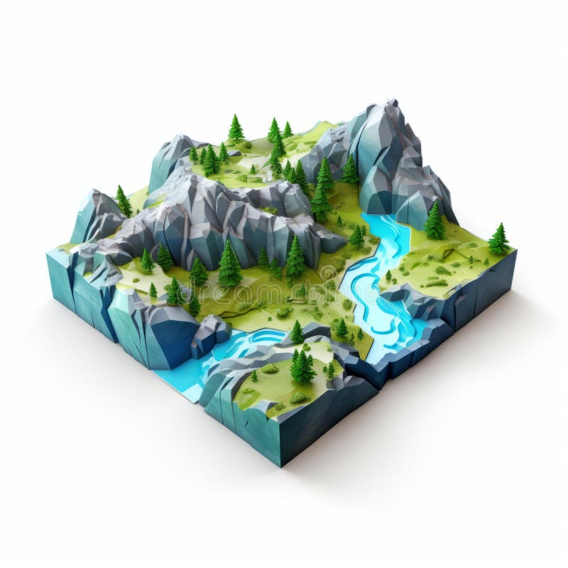 Isometric Mountain: a Hyper-realistic and Playful Landscape Stock ...