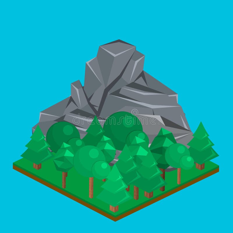Isometric Mountain Landscape Stock Vector - Illustration of clip ...