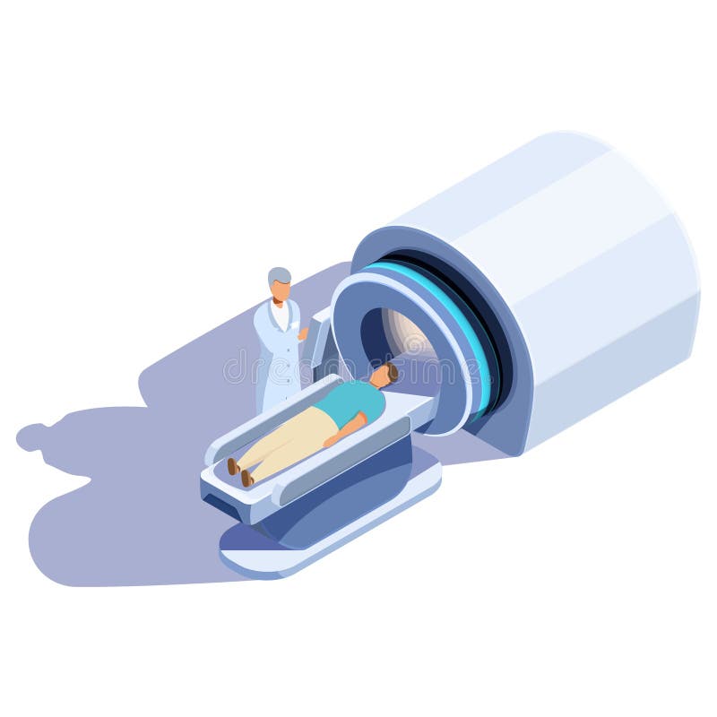Isometric Mri Machine with Patient and Doctor Performing Tests Stock ...