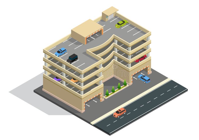Isometric Multilevel Car Parking Building Stock Vector - Illustration ...