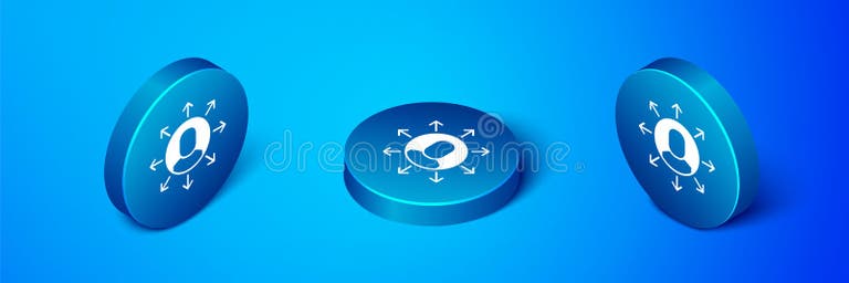 Isometric Multitasking Manager Working Icon Isolated on Blue Background ...
