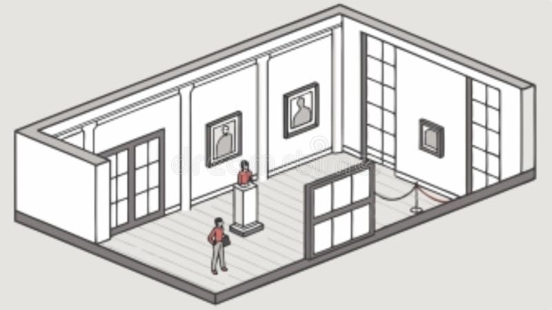 Isometric Museum Exhibit with Statues and Paintings, Vector Design ...