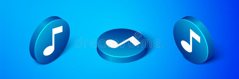 Isometric Music Note, Tone Icon Isolated on Blue Background. Blue ...