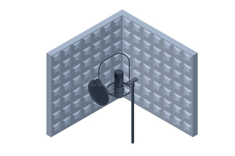 Isometric Music Recording Studio. Studio Microphone Soundproof Wall in ...
