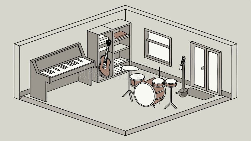 Isometric Music Room with Instruments, Vector Design Generative AI ...