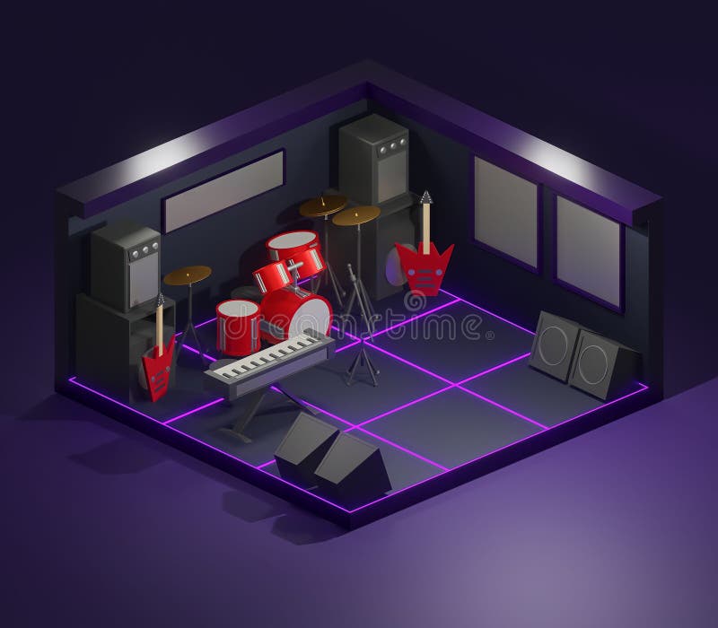 Isometric Music Studio Art 3d Rendering Illustration Stock Illustration ...