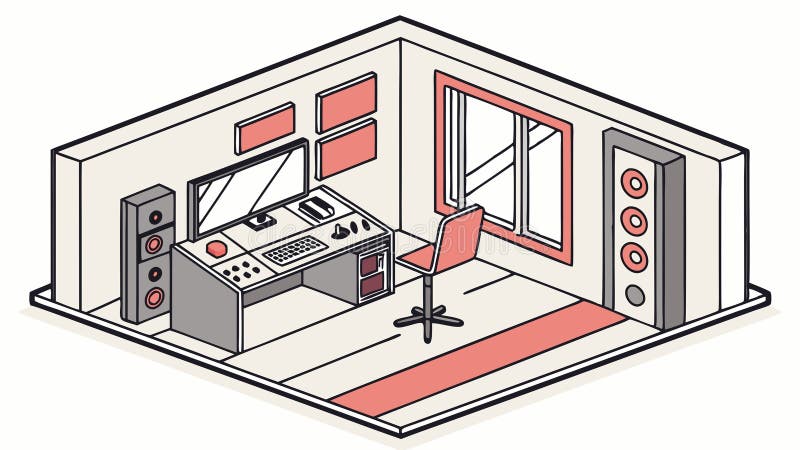 Isometric Music Studio Interior Illustration Vector, Vector Design ...