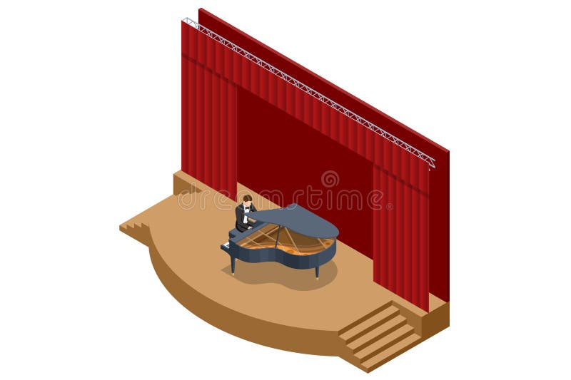 Isometric Musical Instrument Grand Piano Isolated on White Background ...