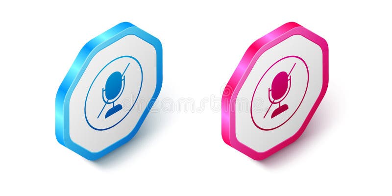 Isometric Mute Microphone Icon Isolated on White Background. Microphone ...