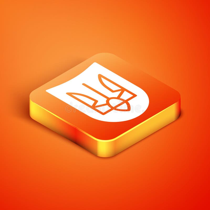 Isometric National Emblem of Ukraine Icon Isolated on Orange Background ... Isometric National Emblem of Ukraine Icon Isolated on Orange Background ...
