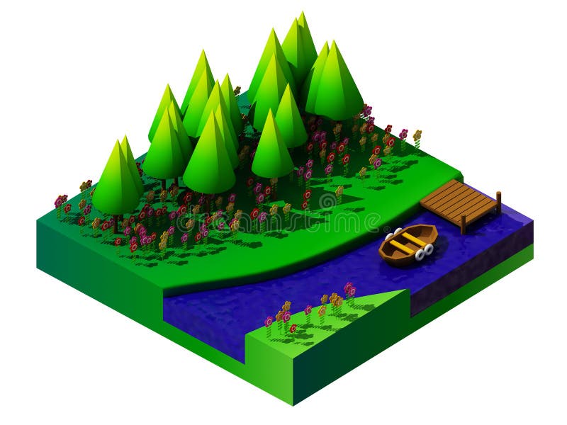 Isometric Nature and Landscape Stock Illustration - Illustration of ...