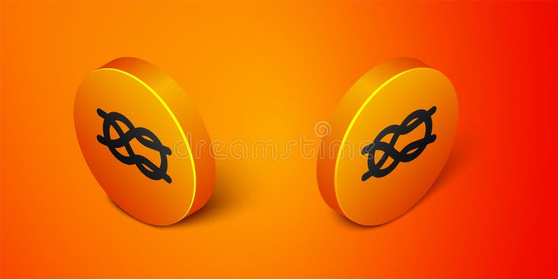 Isometric Nautical Rope Knots Icon Isolated on Orange Background. Rope ...