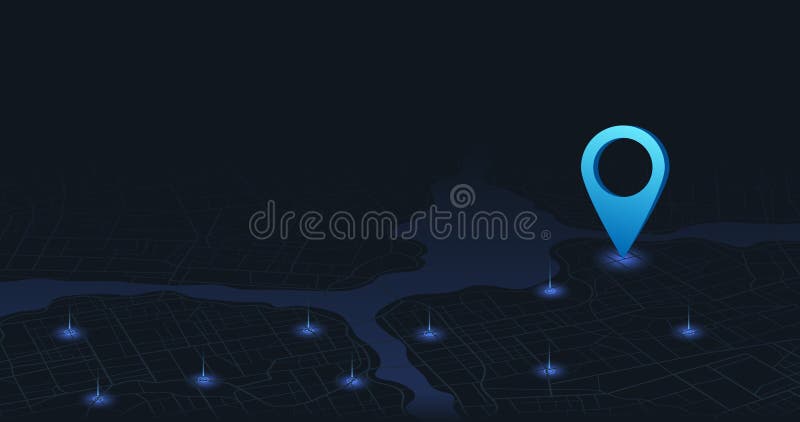 Isometric Navigate Mapping Technology for Distance Data, Path Turns. Abstract Map with Unique ...