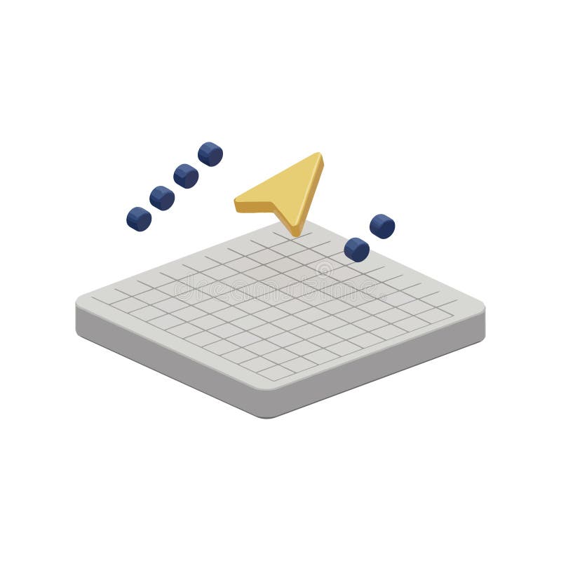 Isometric Navigation Arrow with Grid and Dots in Digital Vector ...