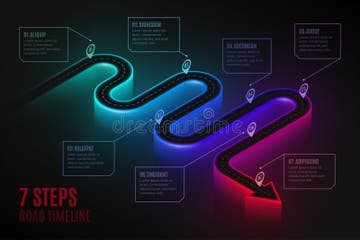Isometric Navigation Map Infographic 7 Steps Timeline Concept. Stock ...