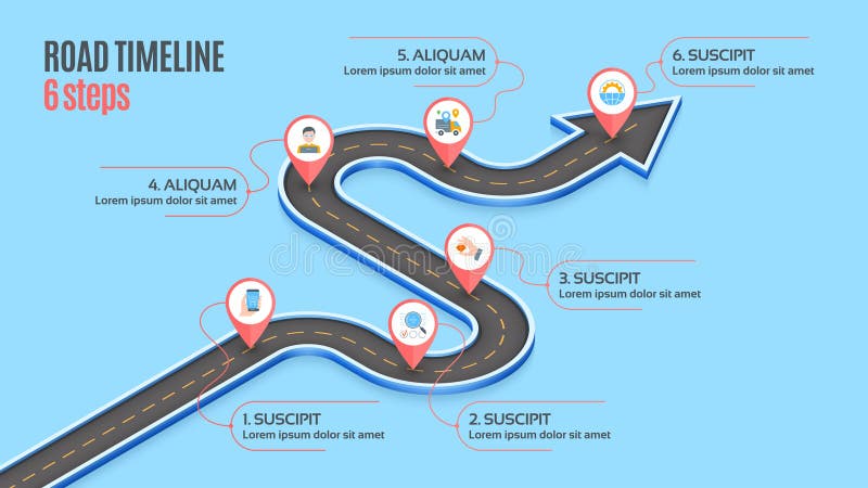 Isometric Navigation Map Infographic 5 Steps Timeline Concept. Winding ...