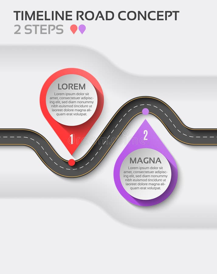 Isometric Navigation Map Infographic 2 Steps Timeline Concept. Winding ...