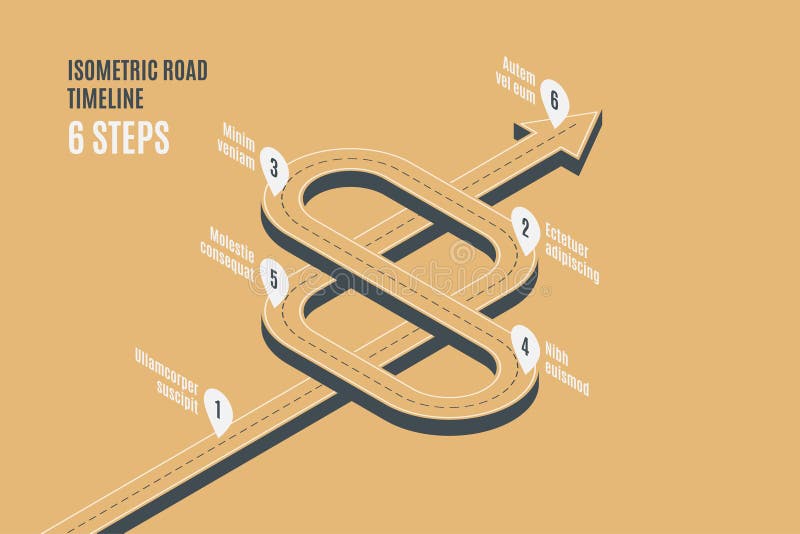 Isometric Navigation Map Infographic 5 Steps Timeline Concept. Stock ...