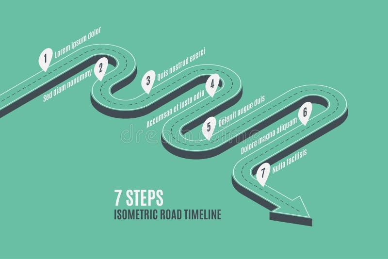 Isometric Navigation Map Infographic 8 Steps Timeline Concept. Stock ...