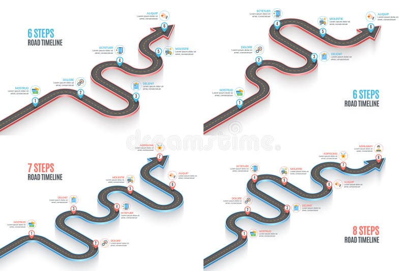 Isometric Navigation Map Infographic 6-8 Steps Timeline Concept. Stock ...