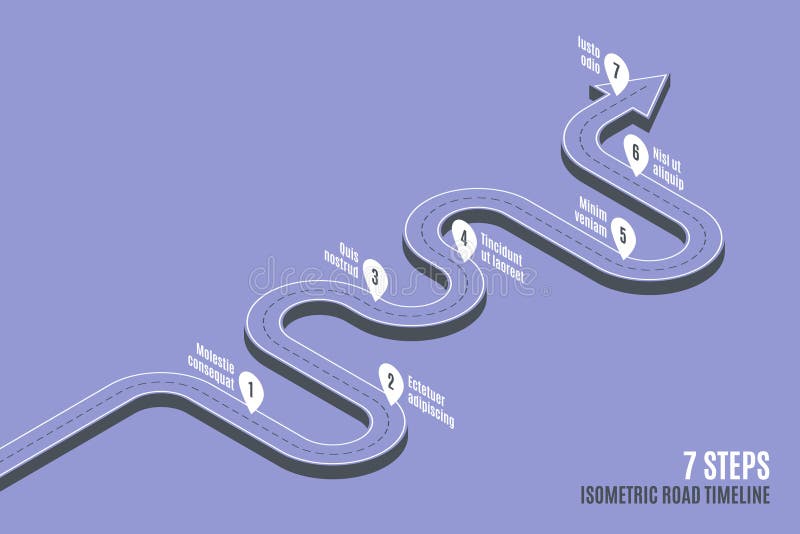 Isometric Navigation Map Infographic 8 Steps Timeline Concept. Stock ...