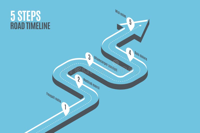 Isometric Navigation Map Infographic 5 Steps Timeline Concept. Winding ...