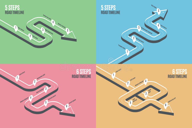 Isometric Navigation Map Infographic 5-6 Steps Timeline Concept ...