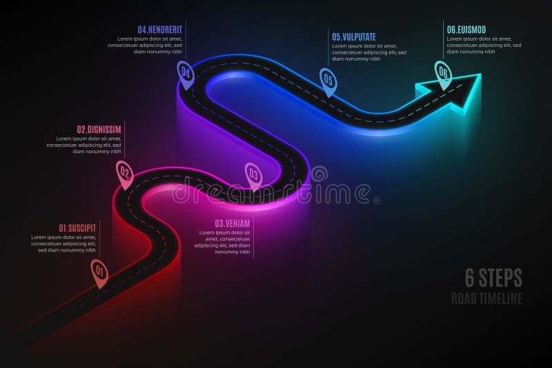 Isometric Navigation Map Infographic 6 Steps Timeline Concept. Stock ...