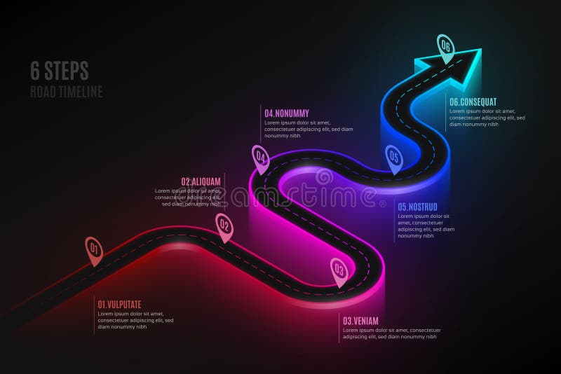 Isometric Navigation Map Infographic 6 Steps Timeline Concept. Stock ...