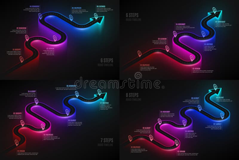 Isometric Navigation Map Infographic 6-8 Steps Timeline Concept ...