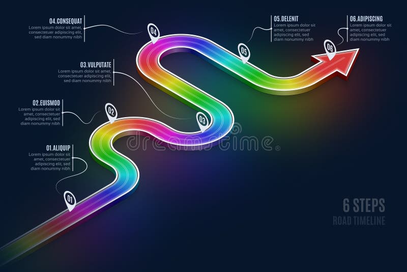 Isometric Navigation Map Infographic 6 Steps Timeline Concept. Stock ...