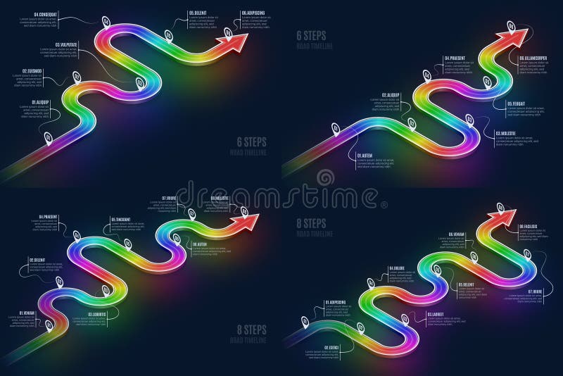 Isometric Navigation Map Infographic 6-8 Steps Timeline Concept ...